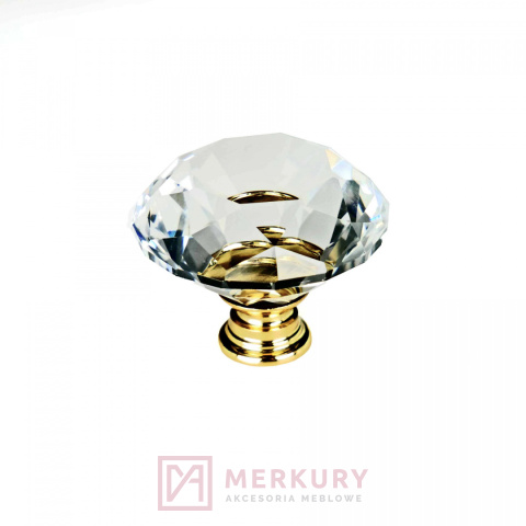 Gałka meblowa kryształowa VERA KRYSZTAŁ Złoty - Akcesoria meblowe Merkury